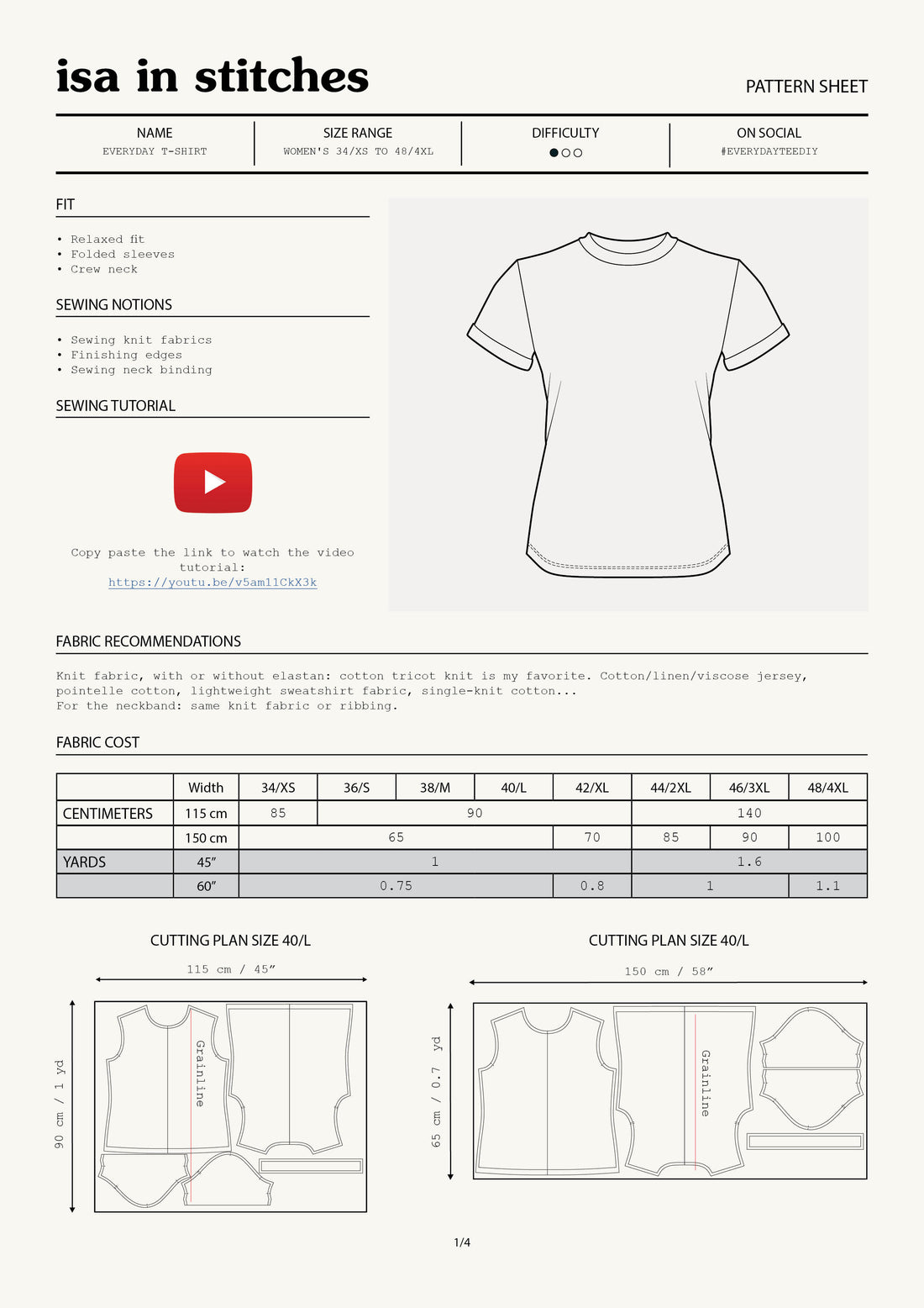 Easy Everyday T-shirt PDF Digital Sewing Pattern – isa in stitches
