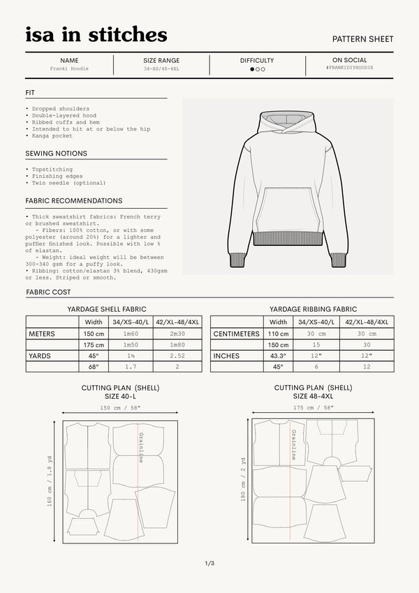 Woman's Hoodie Beginner Friendly PDF Sewing Pattern (English and Frenc ...