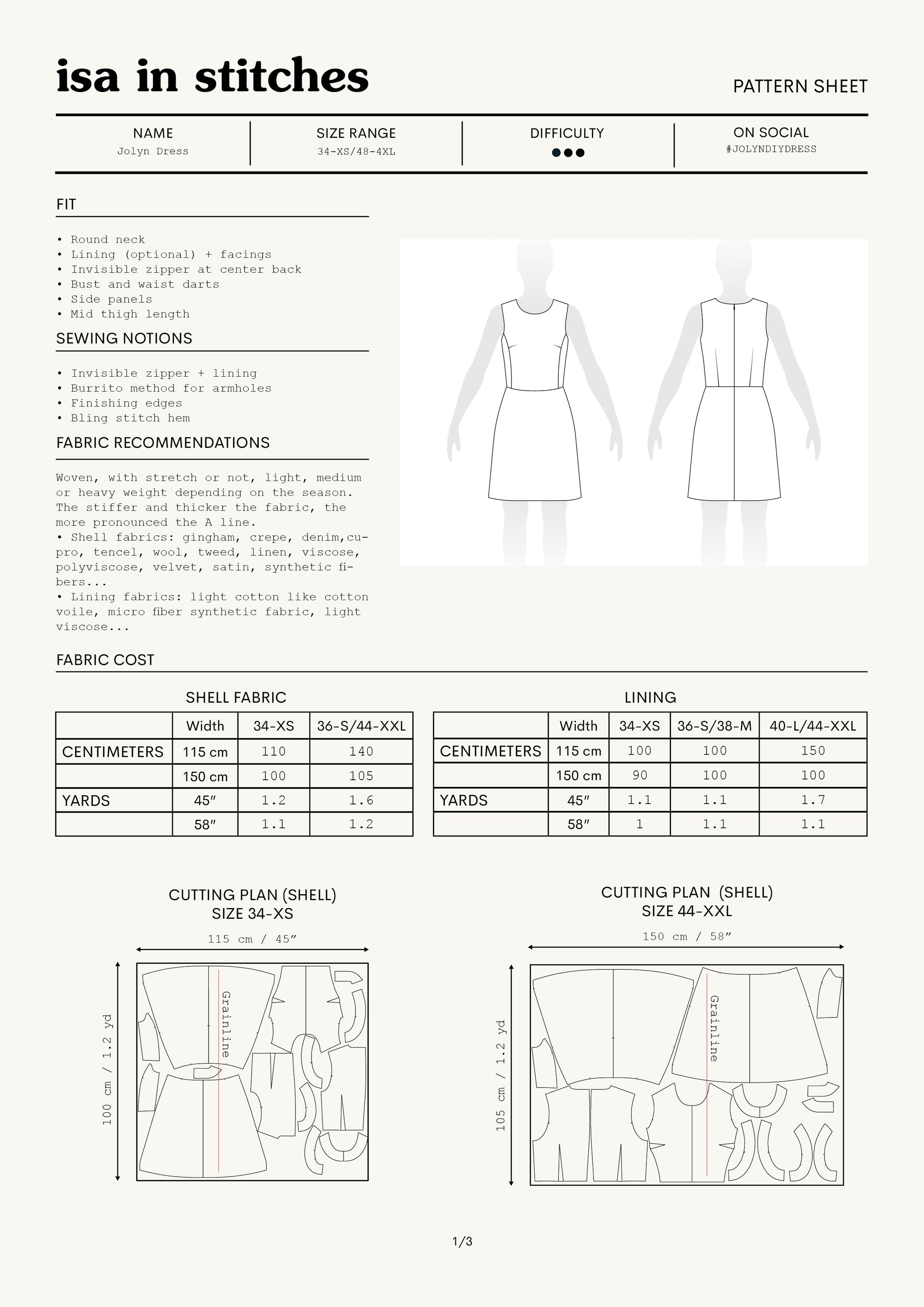 Sleeveless Preppy A Line Dress #jolyndiydress PDF Digital Sewing Patte ...