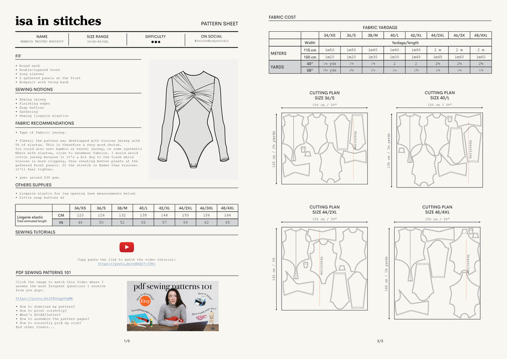 Rebecca Twisted Draped Bodysuit PDF Sewing Pattern – isa in stitches